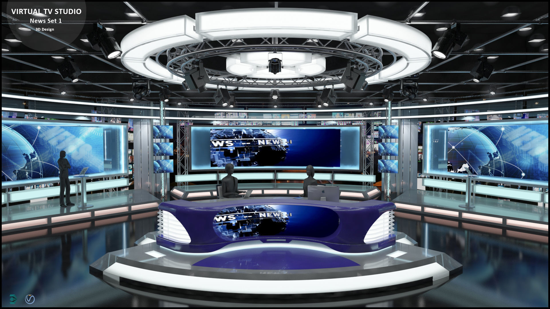 Virtual TV Studio Sets - Collection Vol 7 - 4 PCS DESIGN 3D model ...