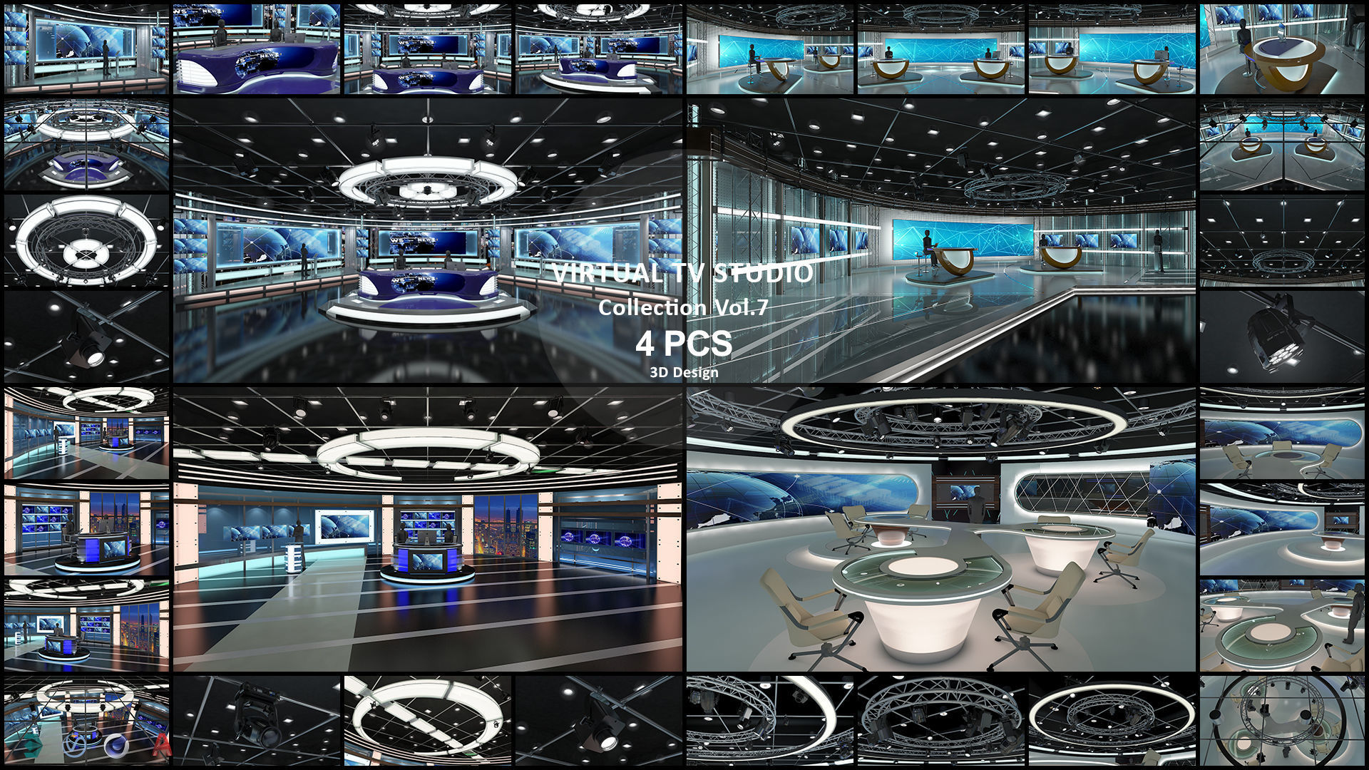 Virtual TV Studio Sets - Collection Vol 7 - 4 PCS DESIGN 3D model ...