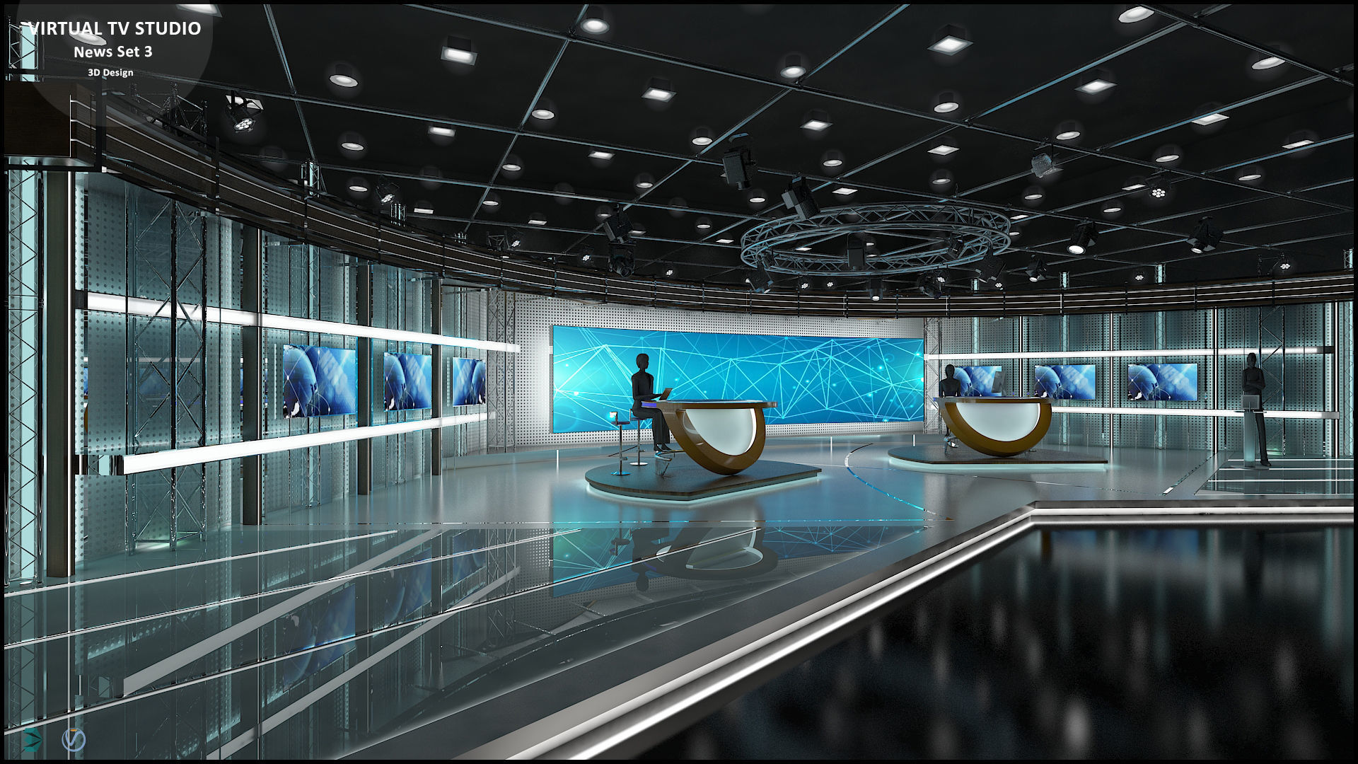 Virtual TV Studio Sets - Collection Vol 7 - 4 PCS DESIGN 3D model ...