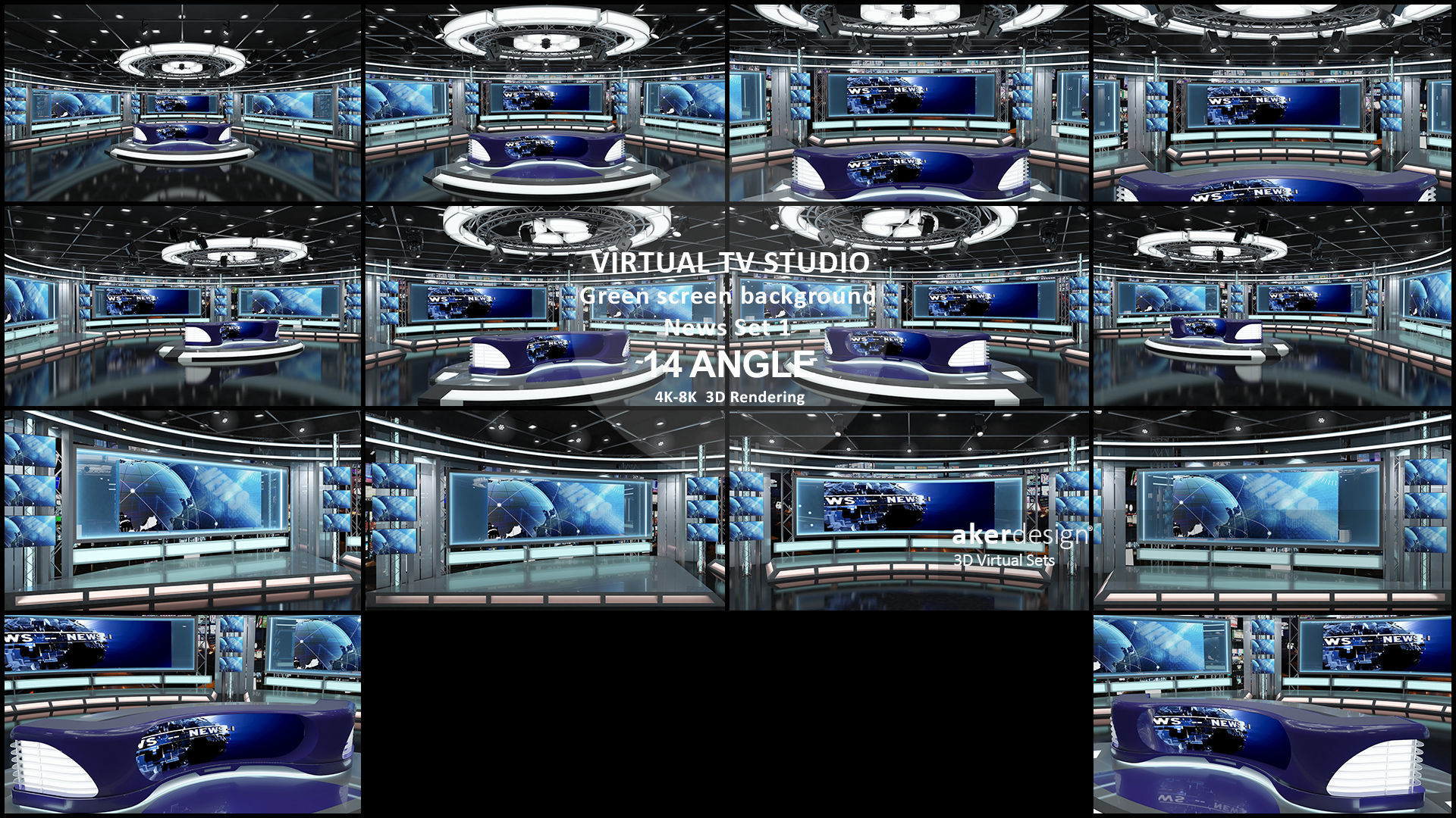 Virtual TV Studio Sets - Collection Vol 7 - 4 PCS DESIGN 3D model ...