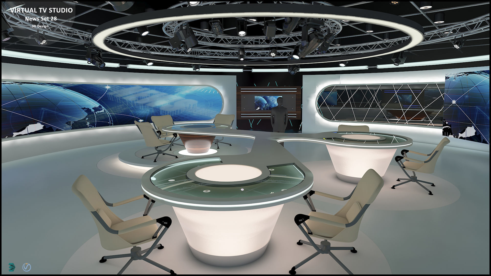 Virtual TV Studio Sets - Collection Vol 7 - 4 PCS DESIGN 3D model ...