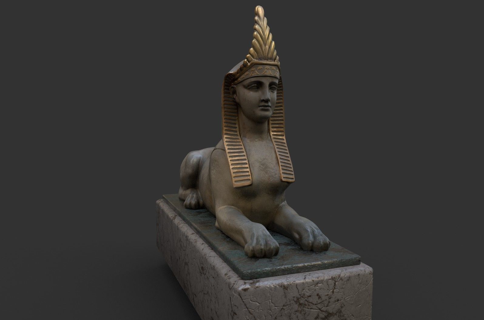 3D model Sphinx sculpture exterior and interior model VR / AR / low ...