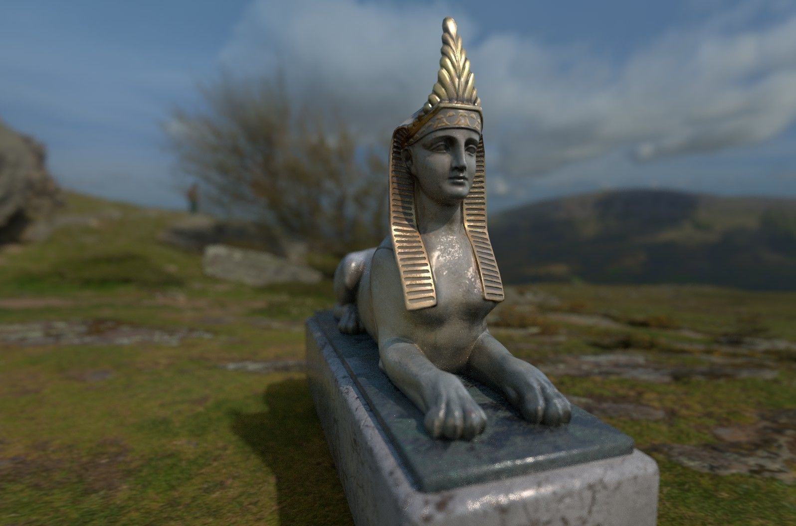 3D model Sphinx sculpture exterior and interior model VR / AR / low ...