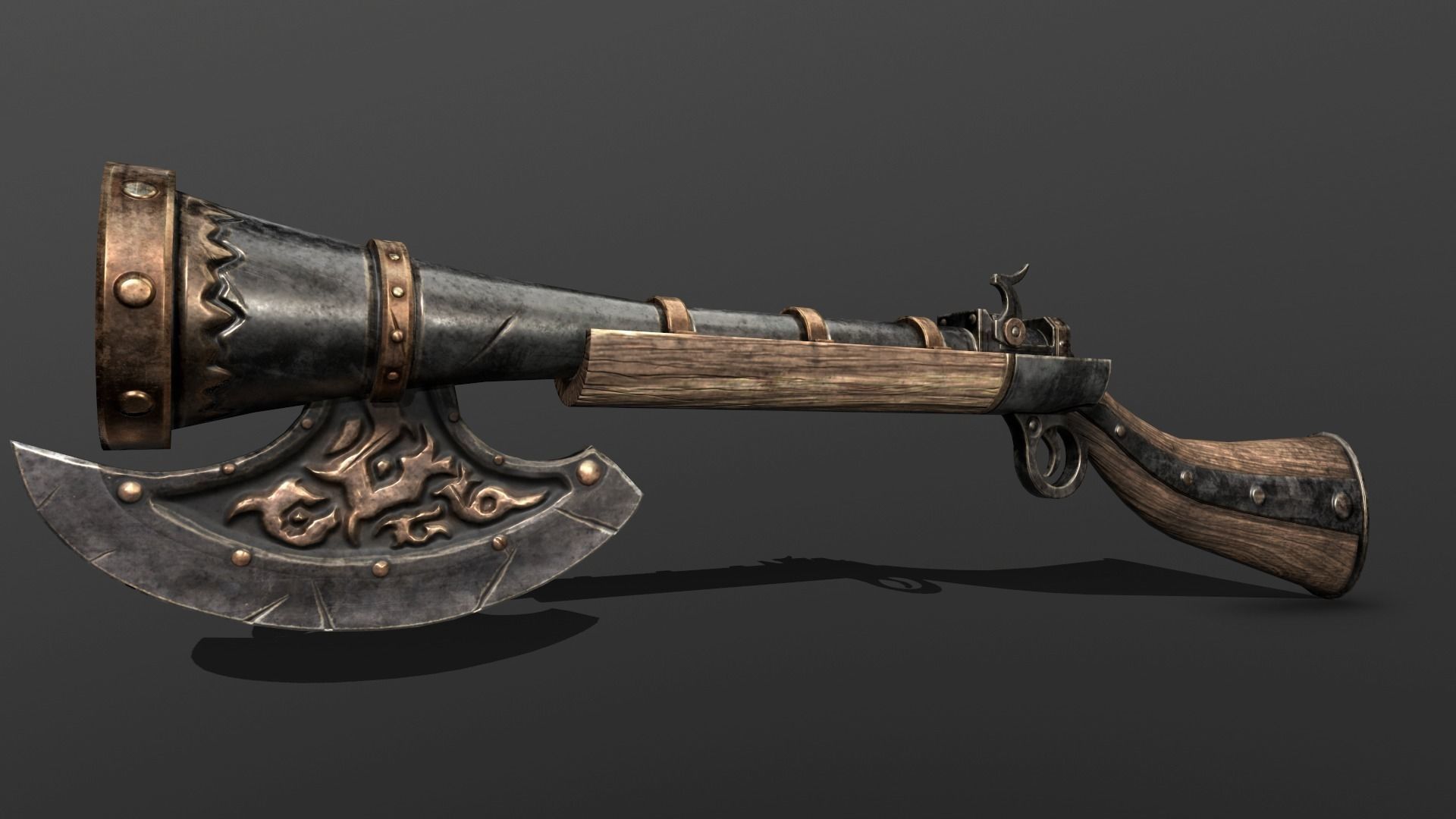musket with axe free VR / AR / low-poly 3D model | CGTrader
