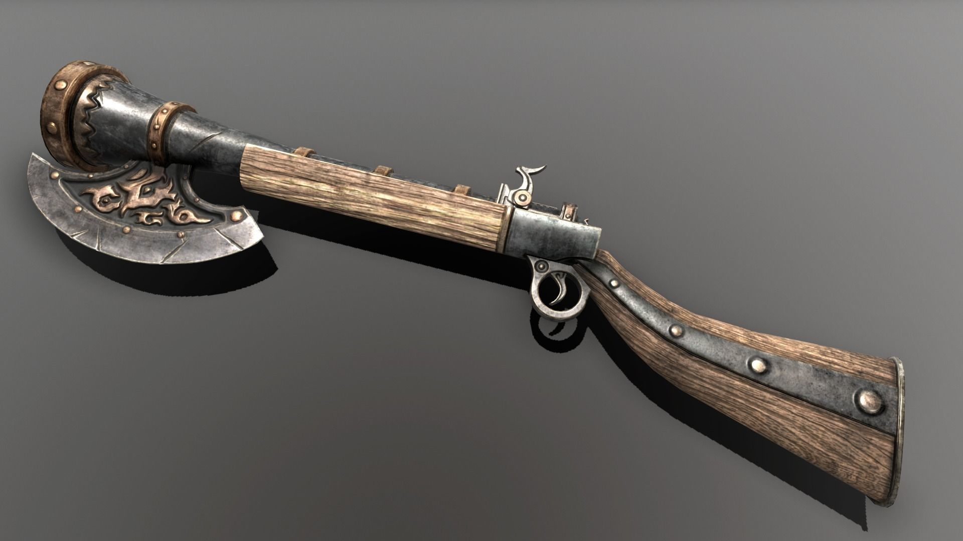 musket with axe free VR / AR / low-poly 3D model | CGTrader