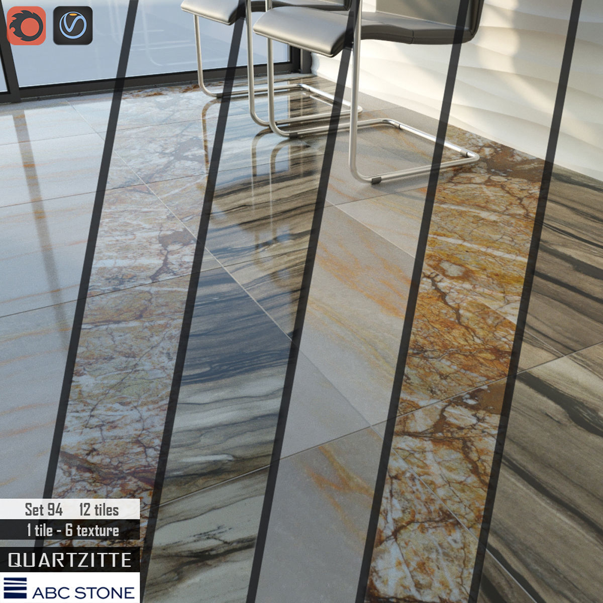 ABC Stone Set 3D model decoration quartzitte | CGTrader