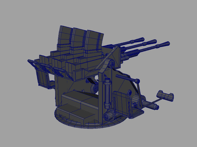 Japanese battleship machine gun of World War 2 free 3D model | CGTrader