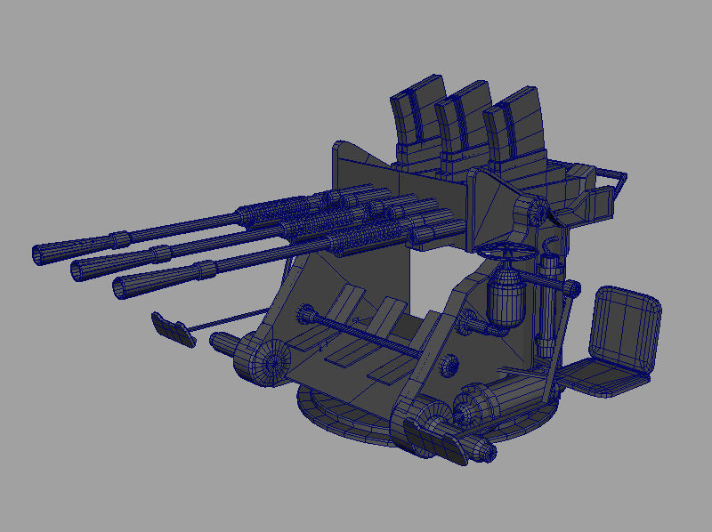 Japanese battleship machine gun of World War 2 free 3D model | CGTrader