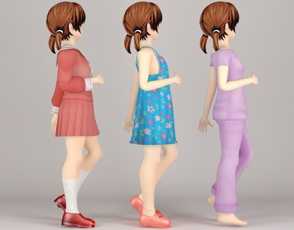 Keiko anime girl pose 1 3D model | CGTrader