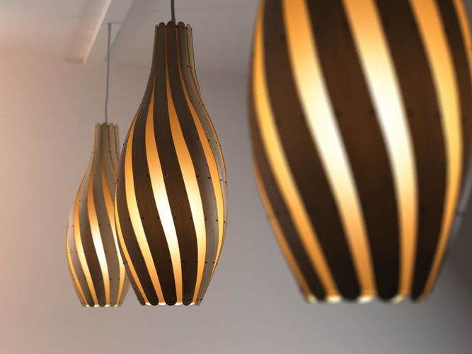 Swish striped pendant light 3D model | CGTrader