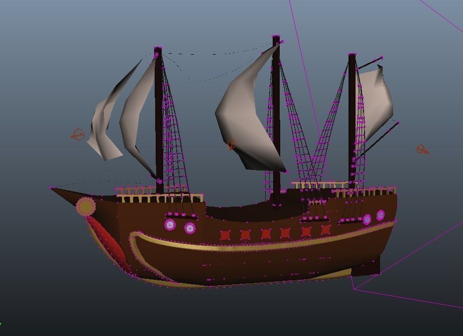Basic Pirate Ship 3D Model Game ready animated .obj .ma .mb .mtl ...