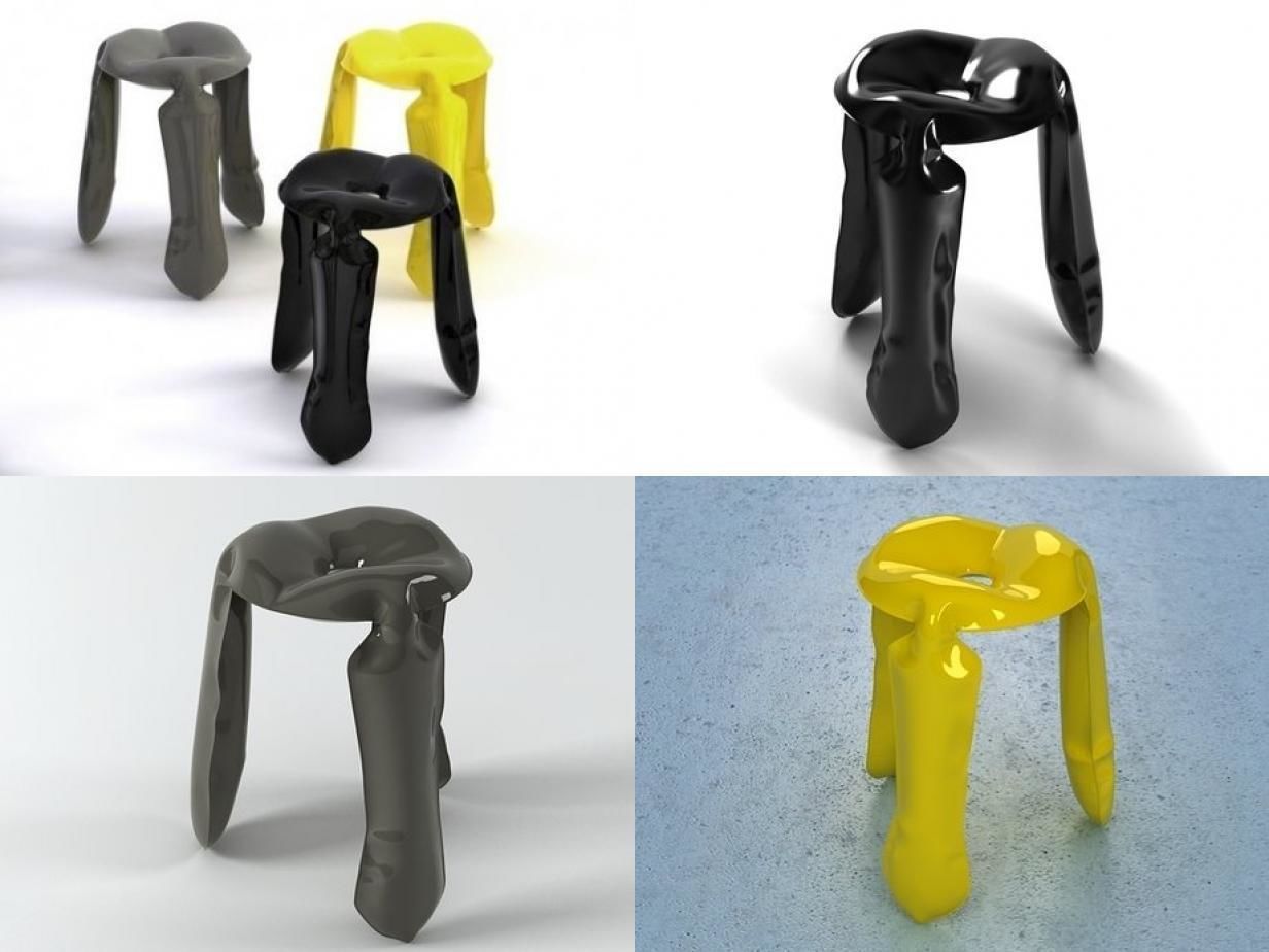 Plopp three stools made of metal and copper 3D model | CGTrader