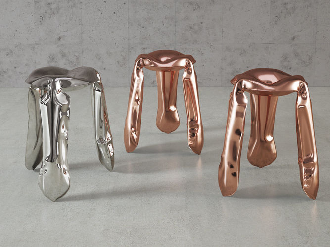Plopp three stools made of metal and copper 3D model | CGTrader