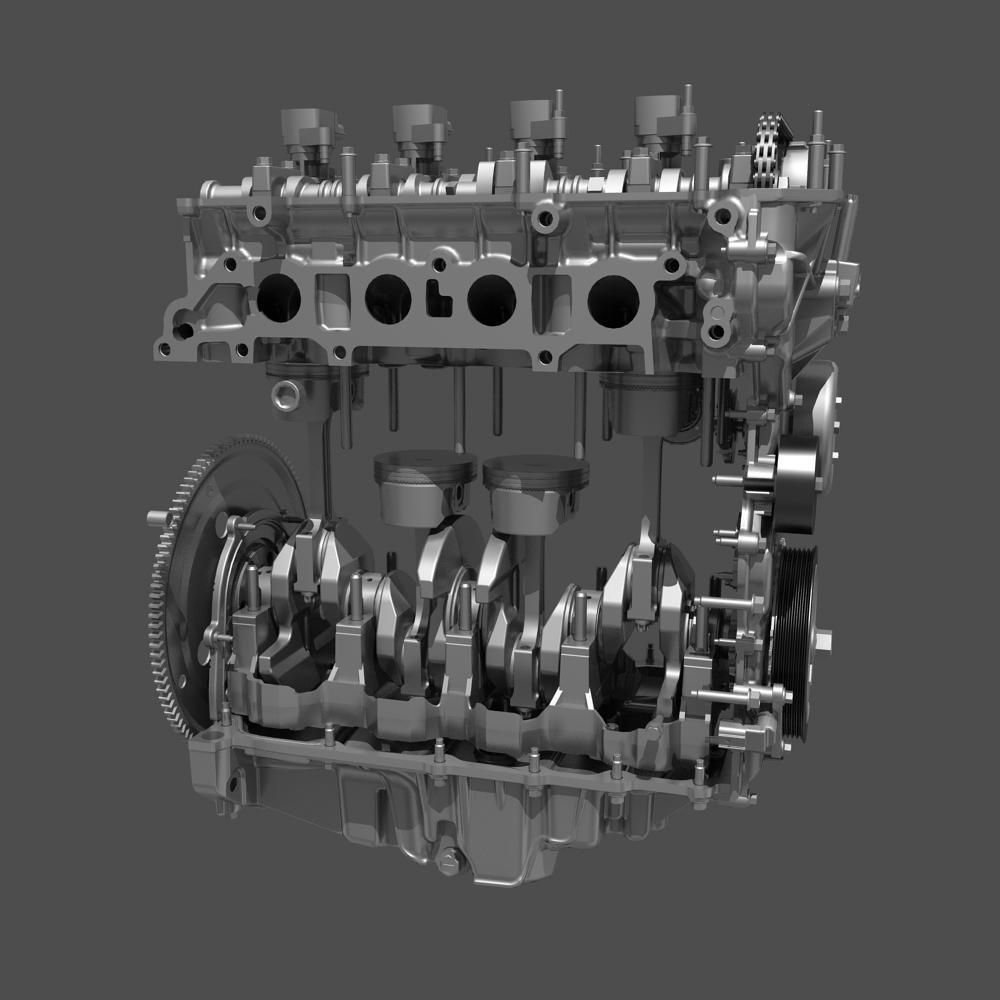 4 Cylinder Engine Block 01 3D Model MAX FBX | CGTrader.com