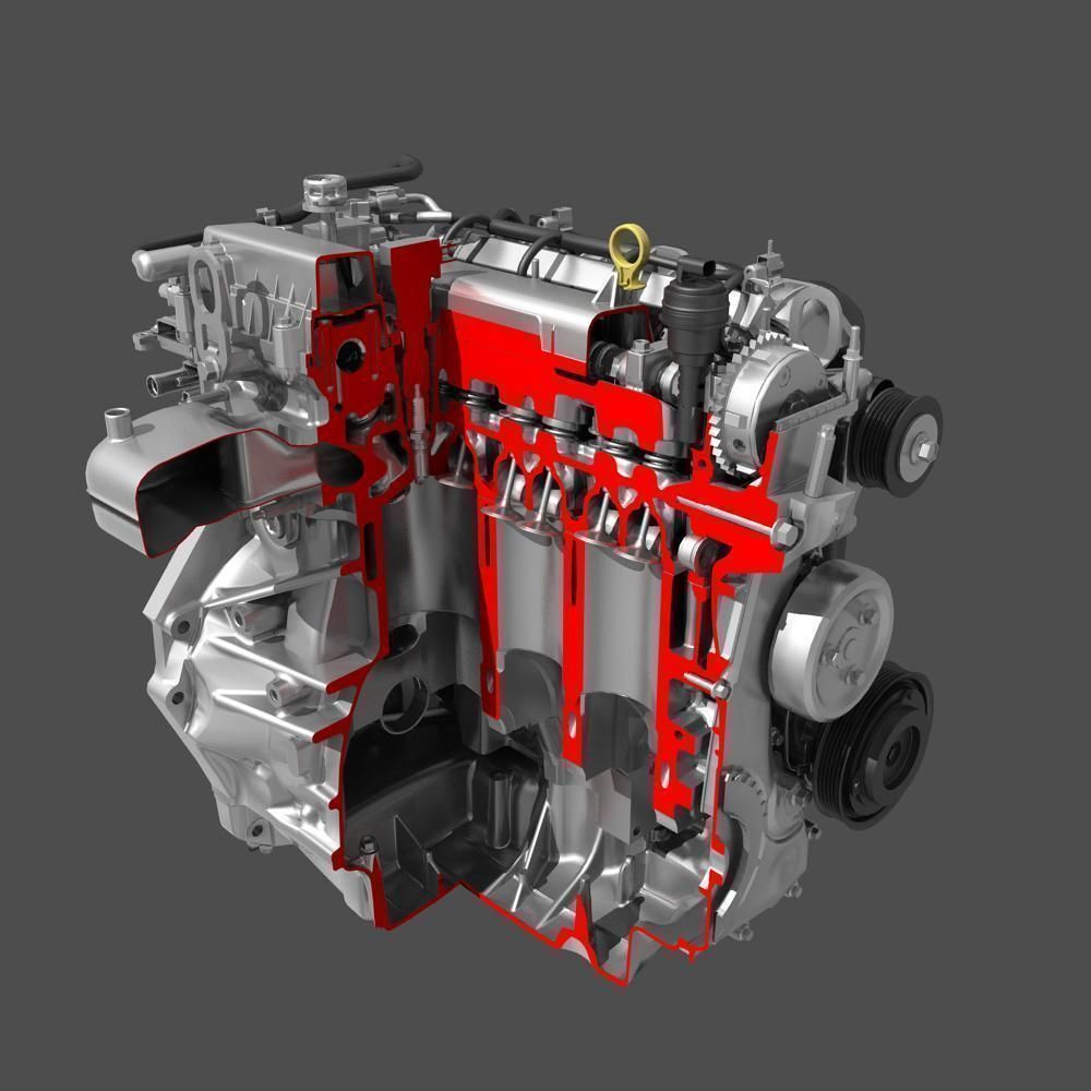 Car 4 Cylinder Engine Cutaway 3D model | CGTrader