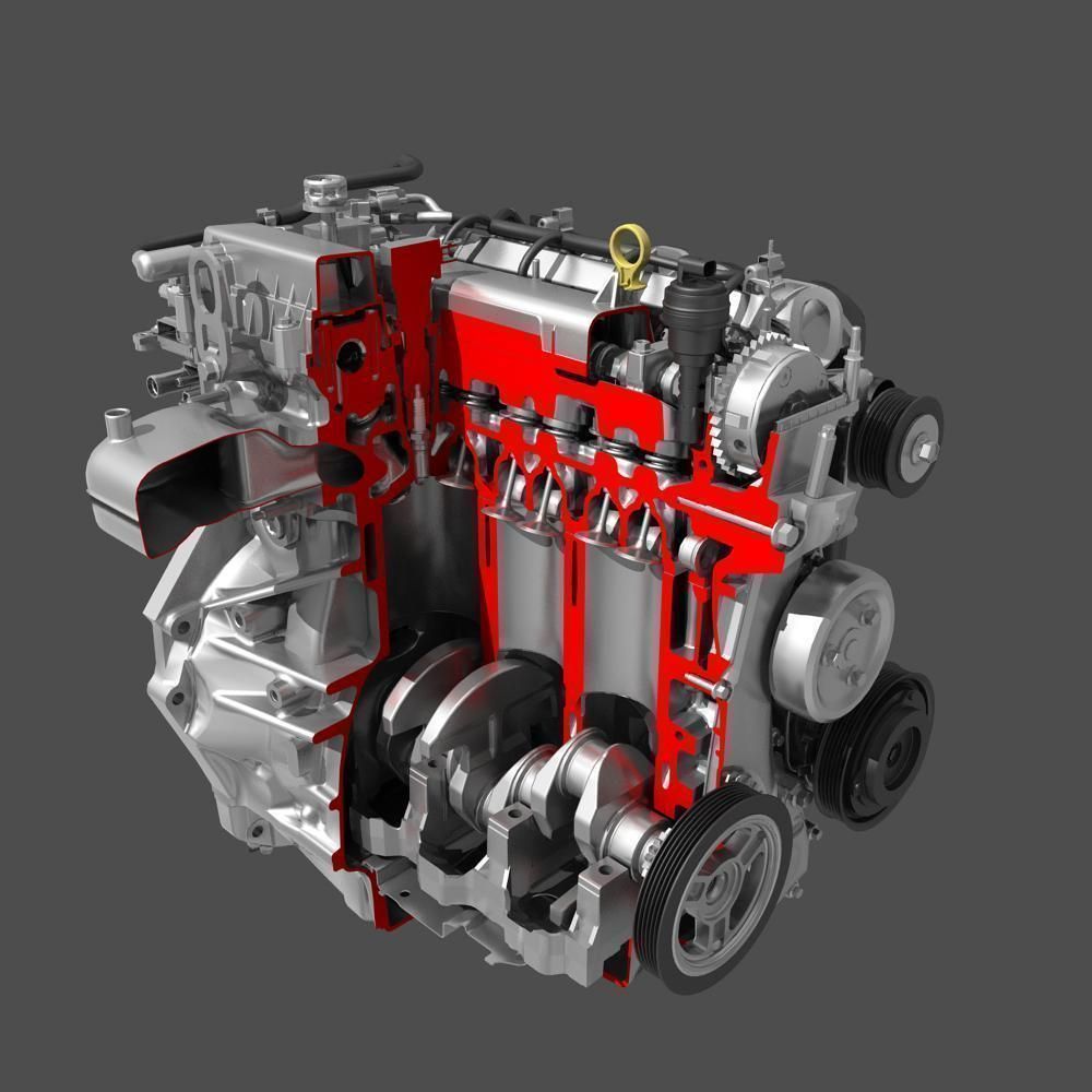 Car 4 Cylinder Engine Cutaway 3D model | CGTrader