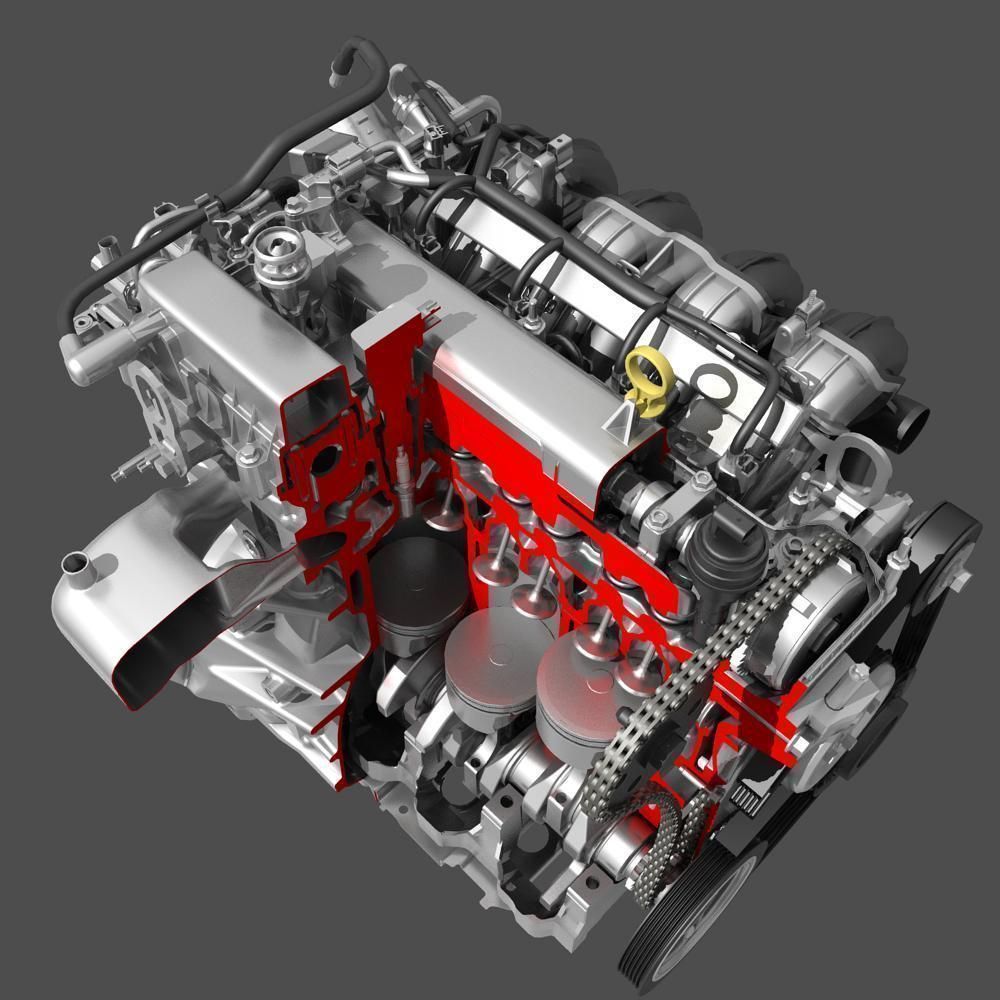 Car 4 Cylinder Engine Cutaway 3D Model MAX OBJ - CGTrader.com