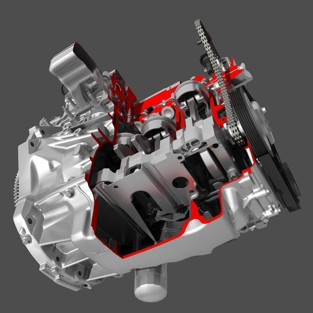 Car 4 Cylinder Engine Cutaway 3D model | CGTrader