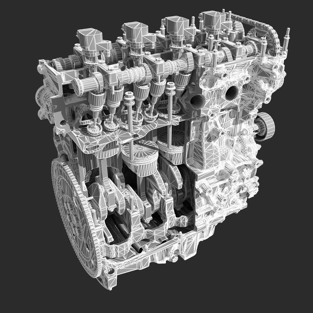 4 Cylinder Engine Block Cutaway 3D Model MAX FBX | CGTrader.com