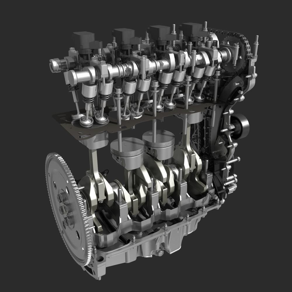 4 Cylinder Engine Block Cutaway 3D model | CGTrader