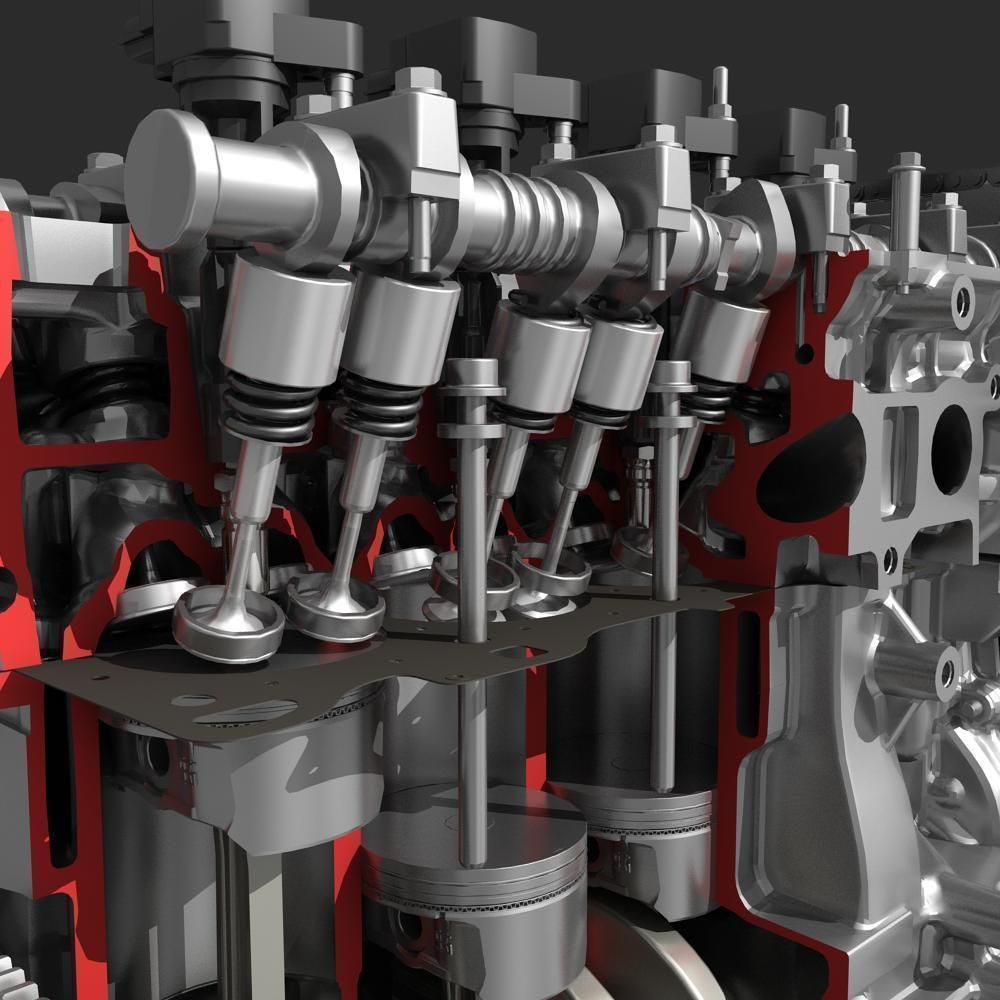 4 Cylinder Engine Block Cutaway 3D model | CGTrader