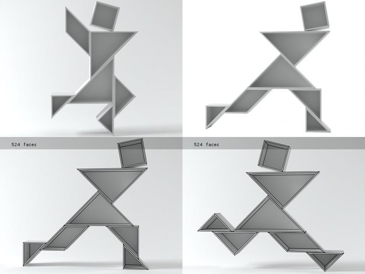 Tangram four different origami sculptures 3D model | CGTrader