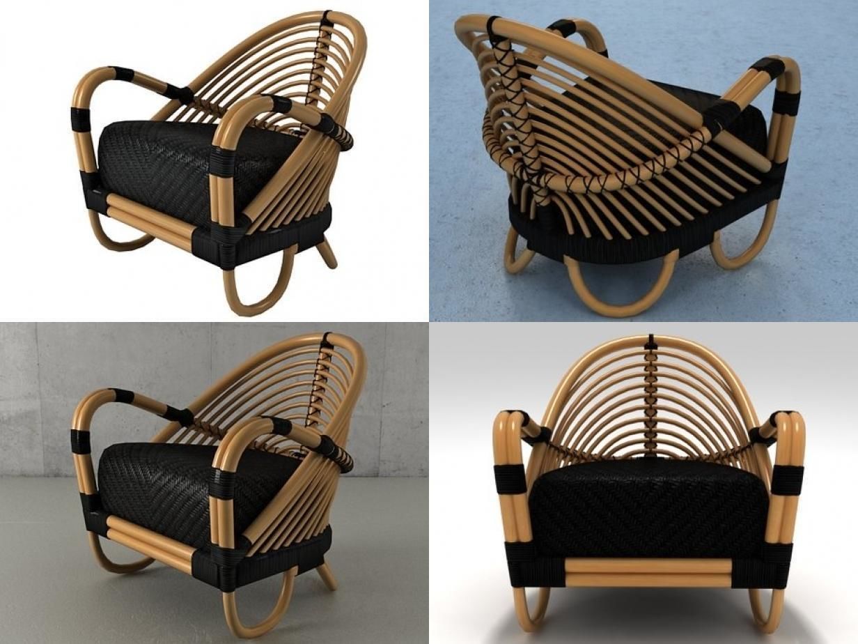 Charlottenborg pair of rattan lounge chairs 3D model | CGTrader