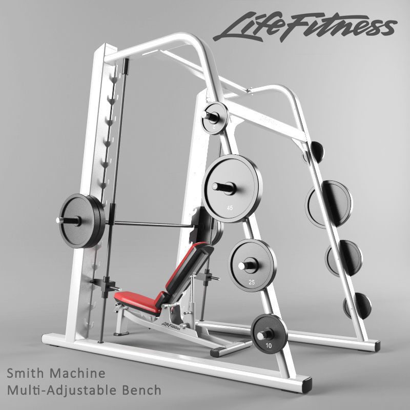 Smith machine and Multi-Adjustable Bench 3D model | CGTrader