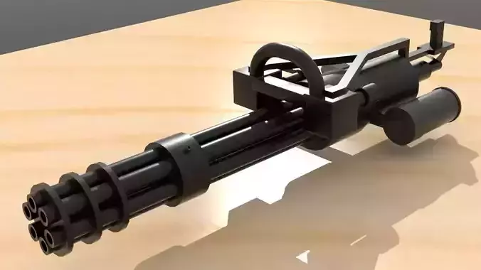 3D model minigun machine gun on wooden table VR / AR / low-poly | CGTrader