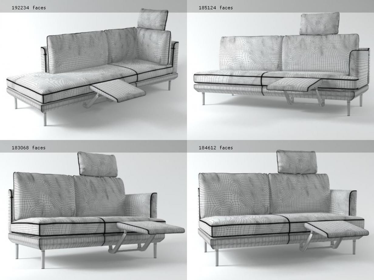 L 1191 set of leather sofas and chairs free 3D model | CGTrader