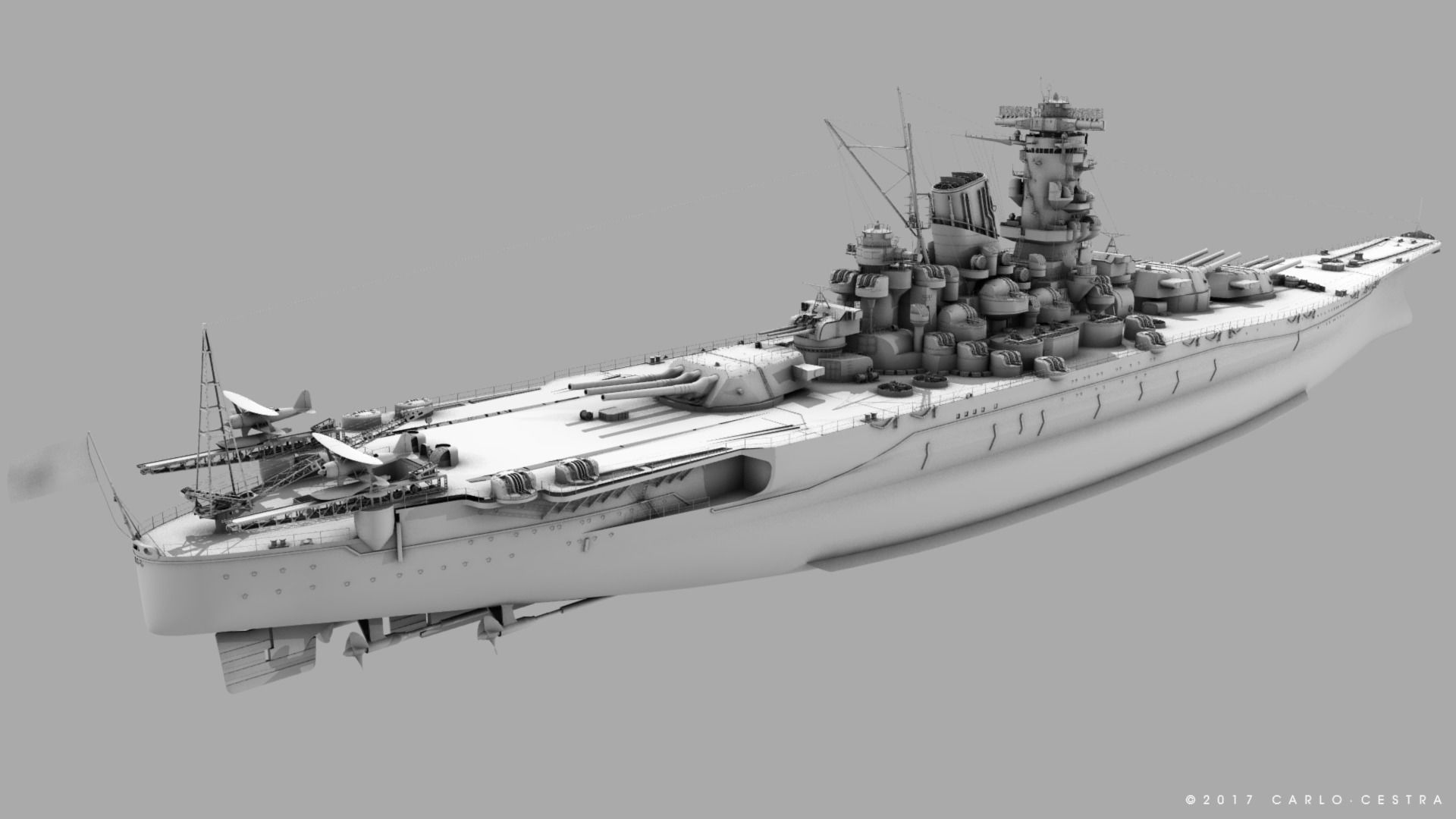 BATTLESHIP MUSASHI 3D model rigged | CGTrader