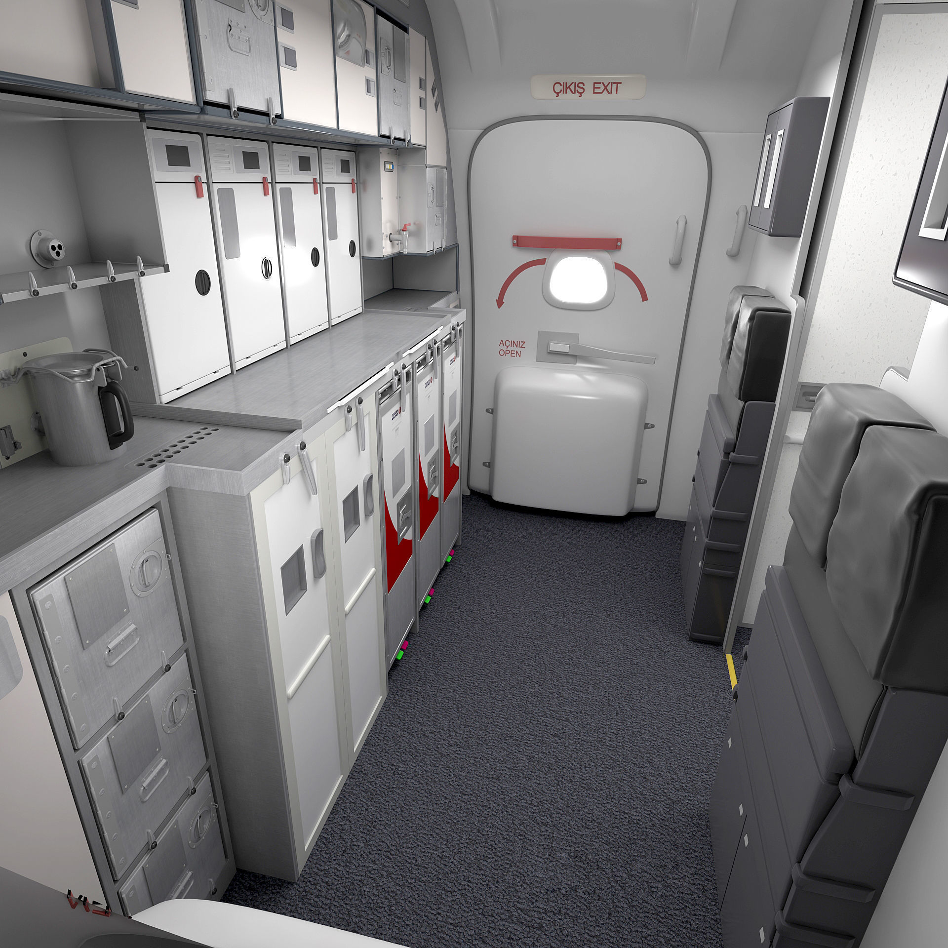 Boeing 737 Interior With Galley 3D model | CGTrader