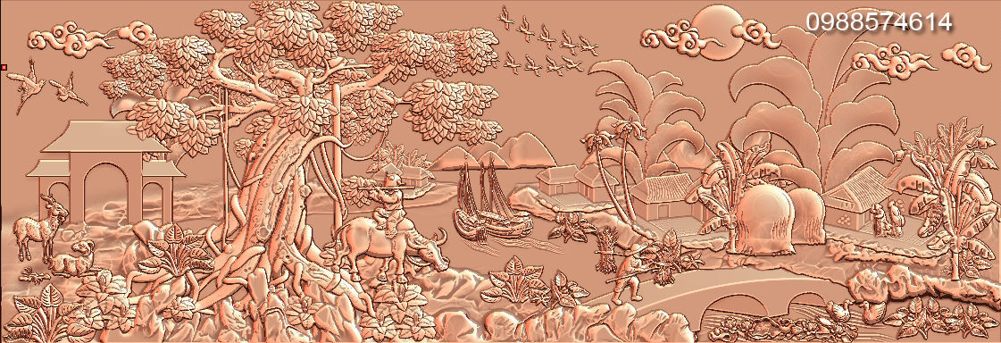 Mural landscape wood carving file stl OBJ and ZTL for CNC 3D model 3D ...