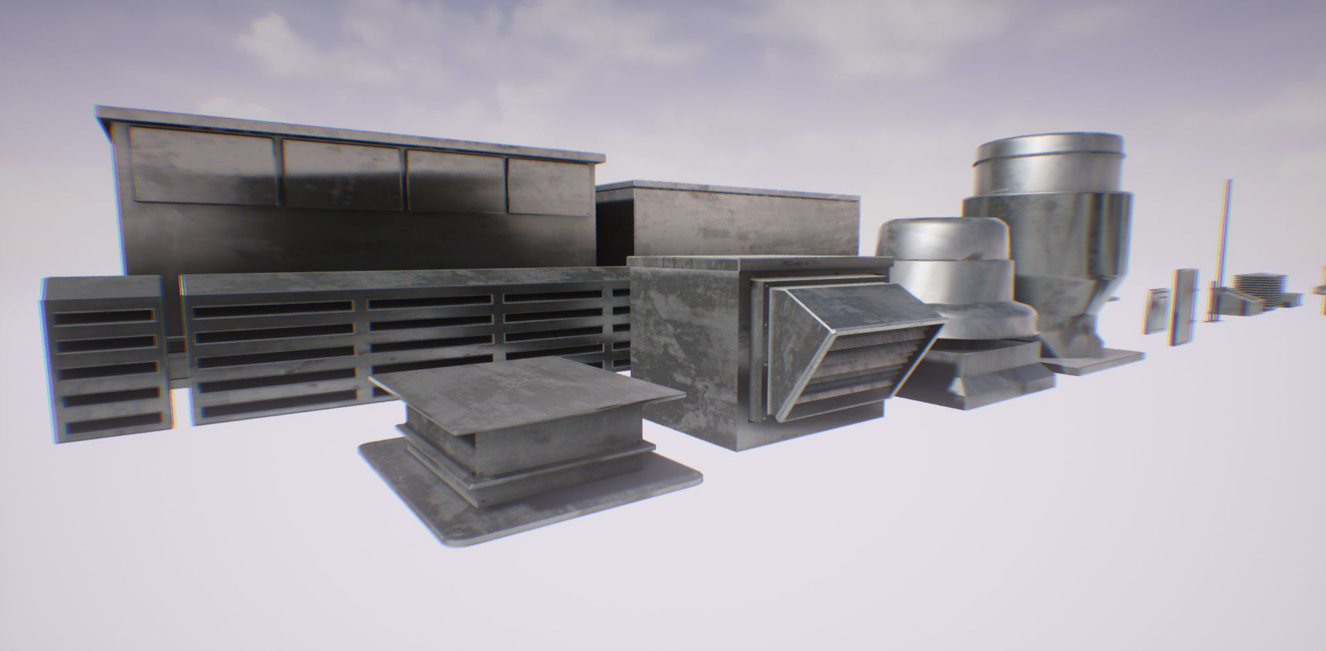 3D model ultimate air ducts modular system 60 elements lowpoly VR / AR ...