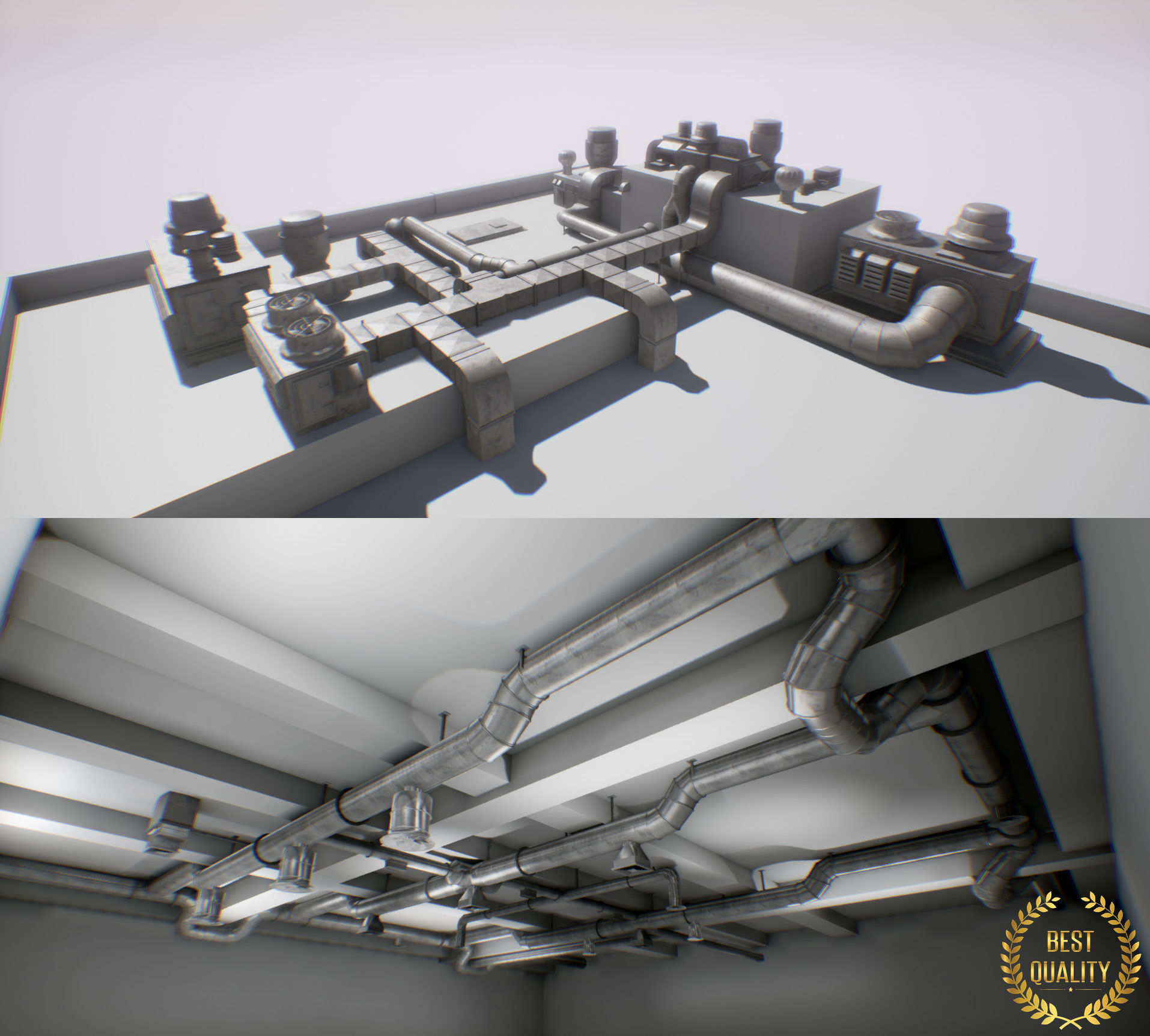 3D model ultimate air ducts modular system 60 elements lowpoly VR / AR ...