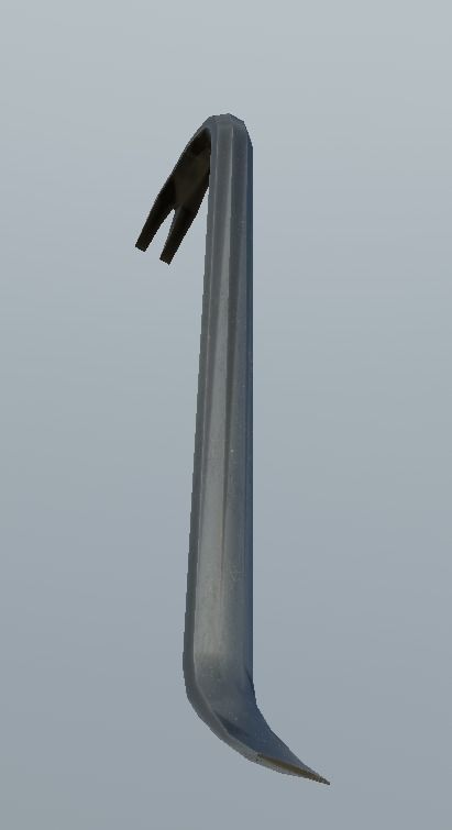 3D model Crowbar low-poly game ready metal rod with hook VR / AR / low ...