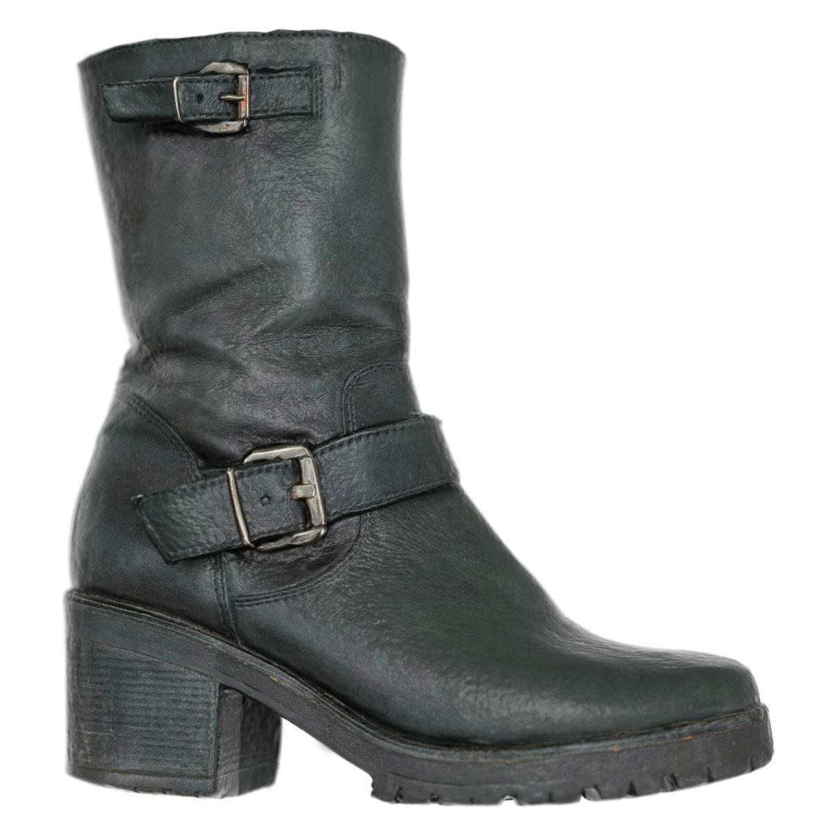 3D model Boot Black Leather Buckles Woman Footwear VR / AR / low-poly ...