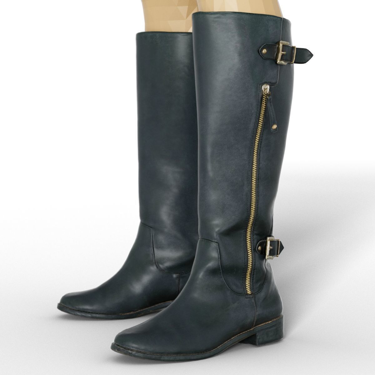 3D model Boot Tall Black Leather Women Clothing Footwear VR / AR / low ...