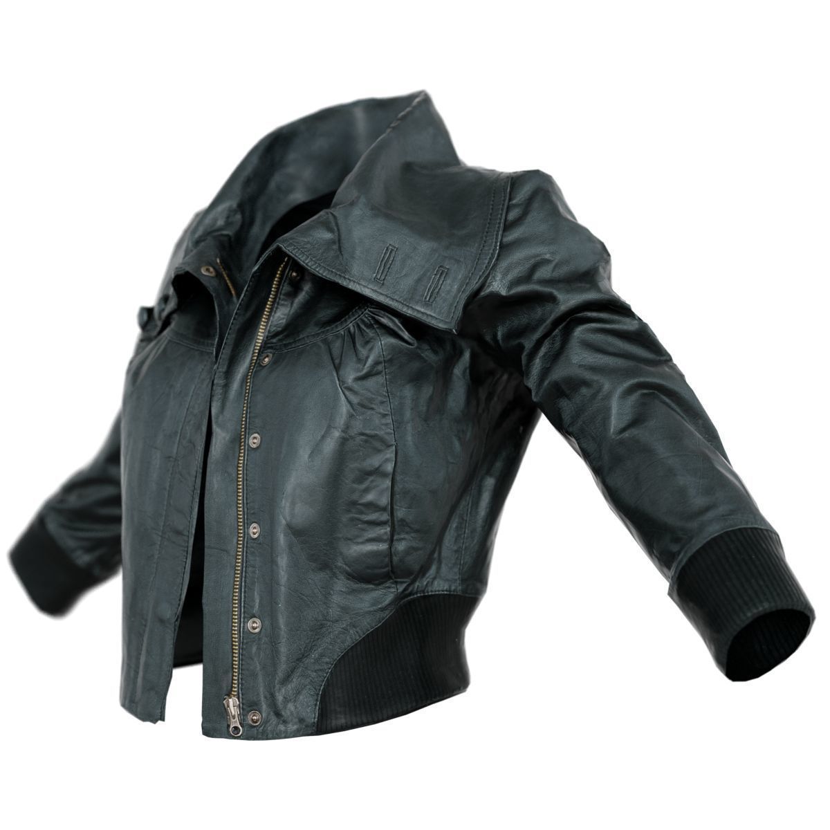 3D model Jacket Black Shiny Collar open Clothing Women Fashion VR / AR ...