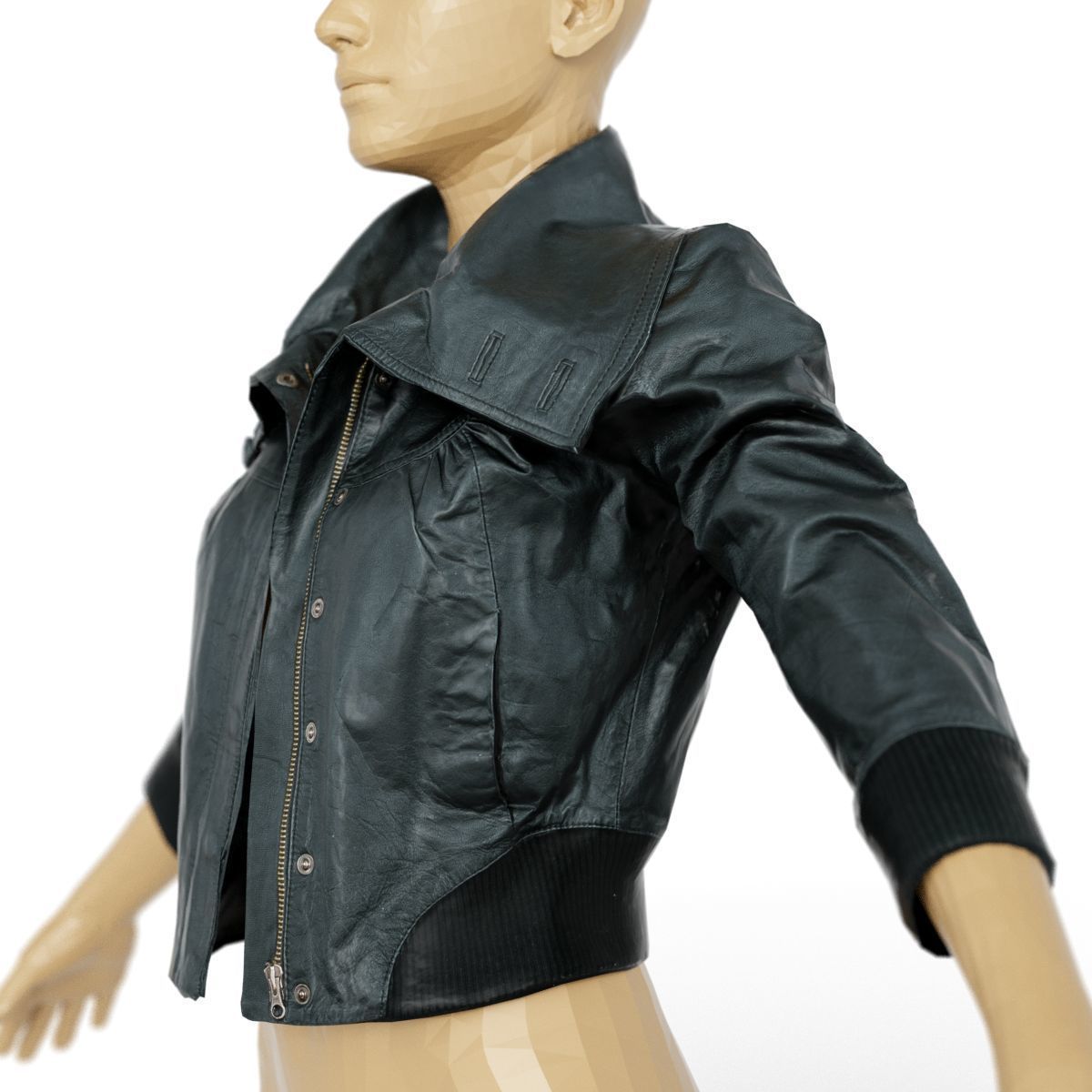 3D model Jacket Black Shiny Collar open Clothing Women Fashion VR / AR ...