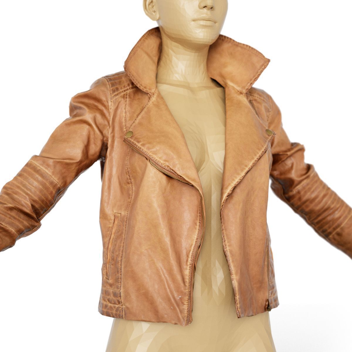 3D model Jacket Dark Brown Leather Open Clothing Fashion Women VR / AR ...