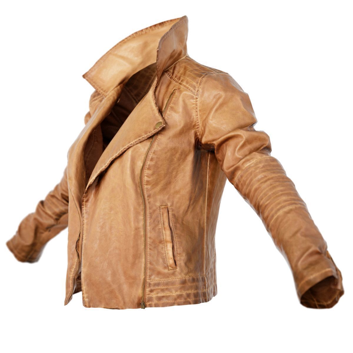 3D model Jacket Dark Brown Leather Open Clothing Fashion Women VR / AR ...