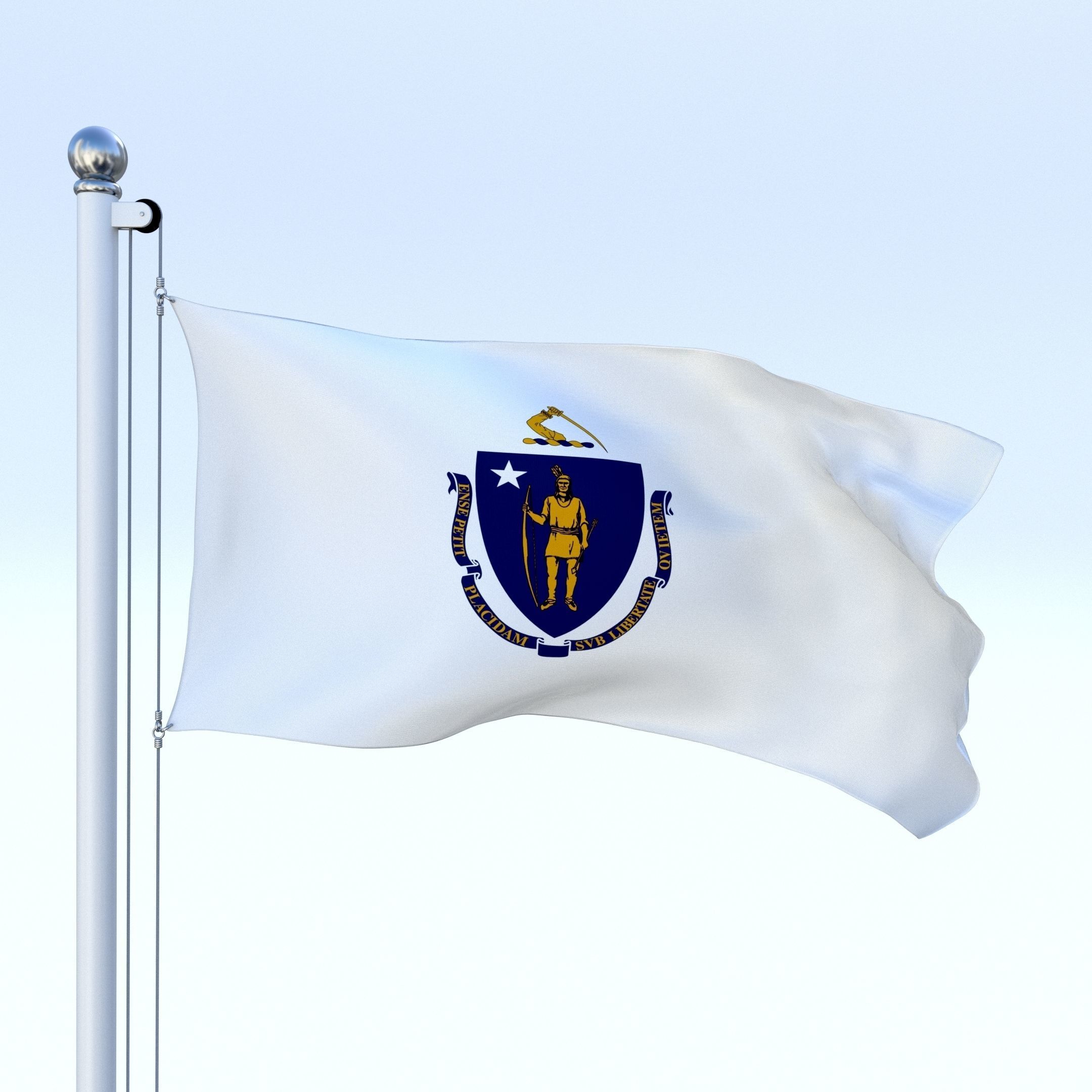 3D model Animated Massachusetts Flag VR / AR / low-poly animated | CGTrader