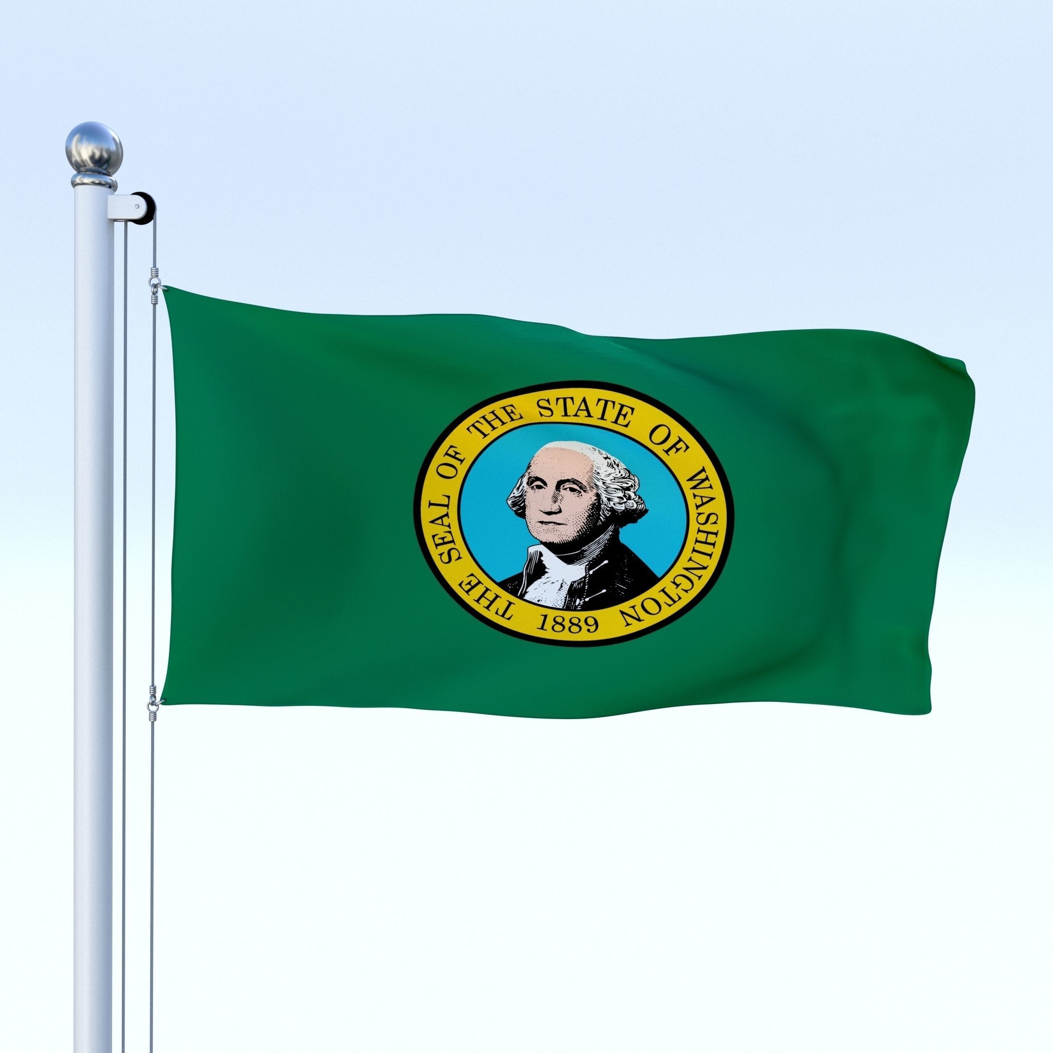 3D model Animated Washington Flag VR / AR / low-poly animated | CGTrader