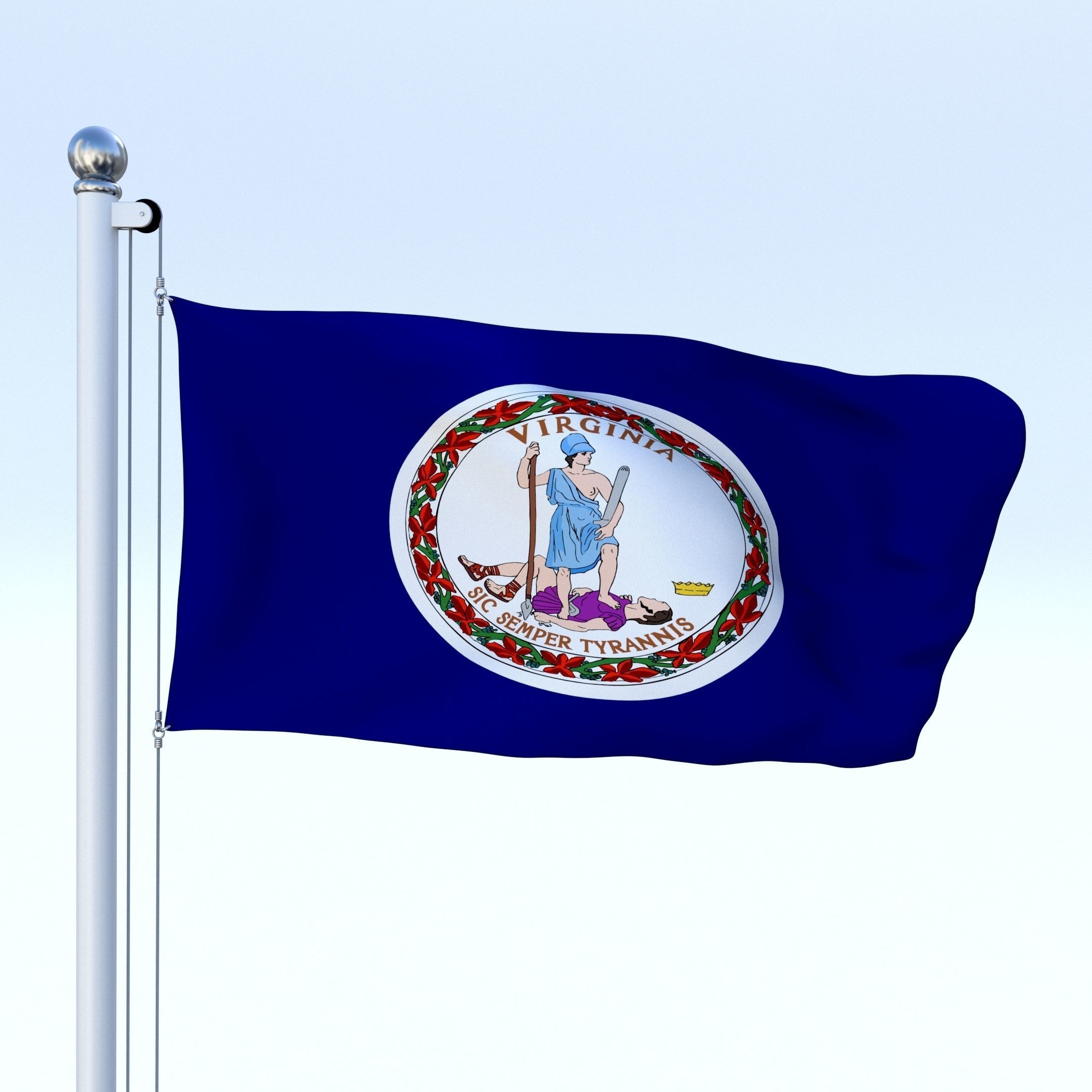 3D model Animated Virginia Flag VR / AR / low-poly animated | CGTrader