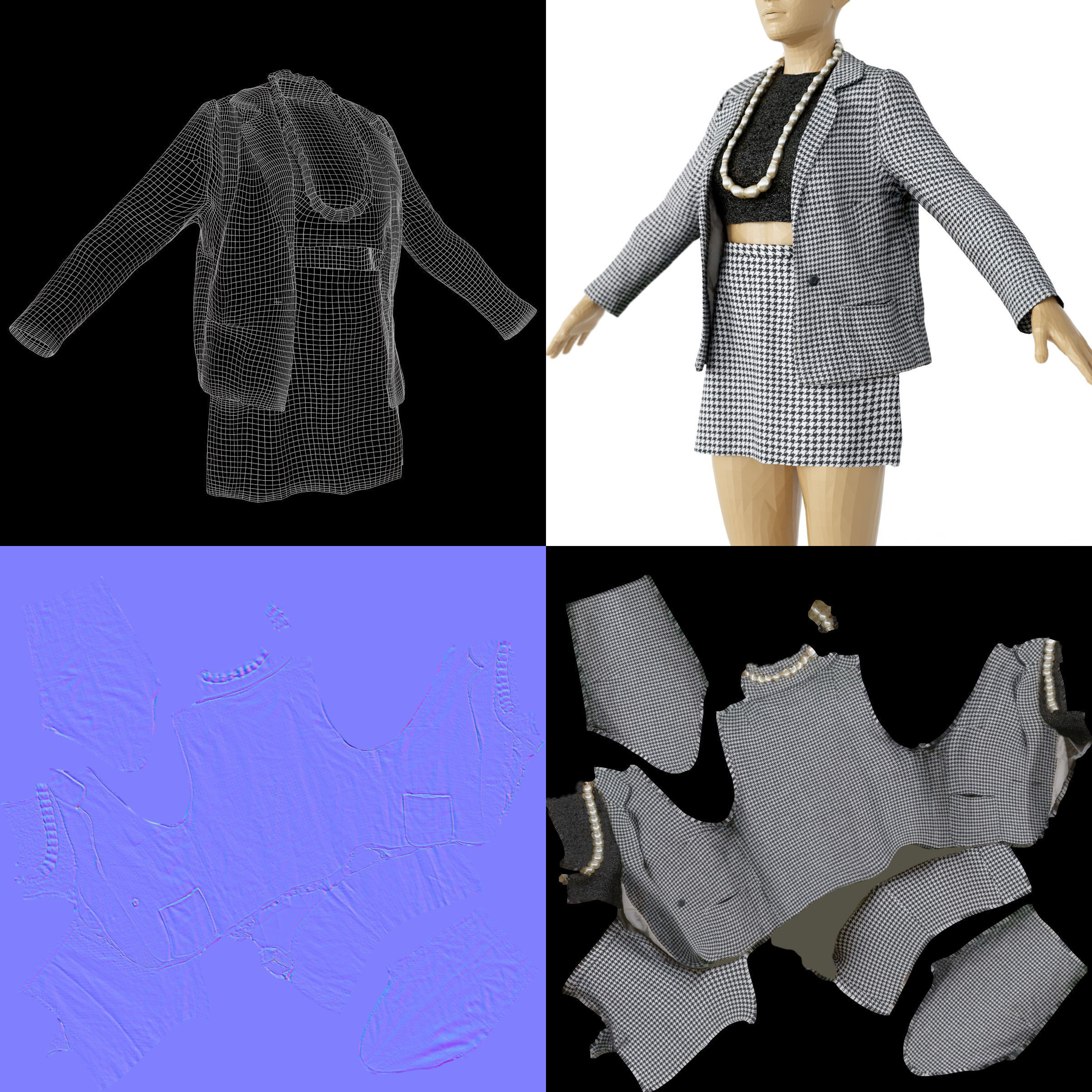 3D model 4 Classic Vintage 90s Outfits Women Fashion VR / AR / low-poly ...