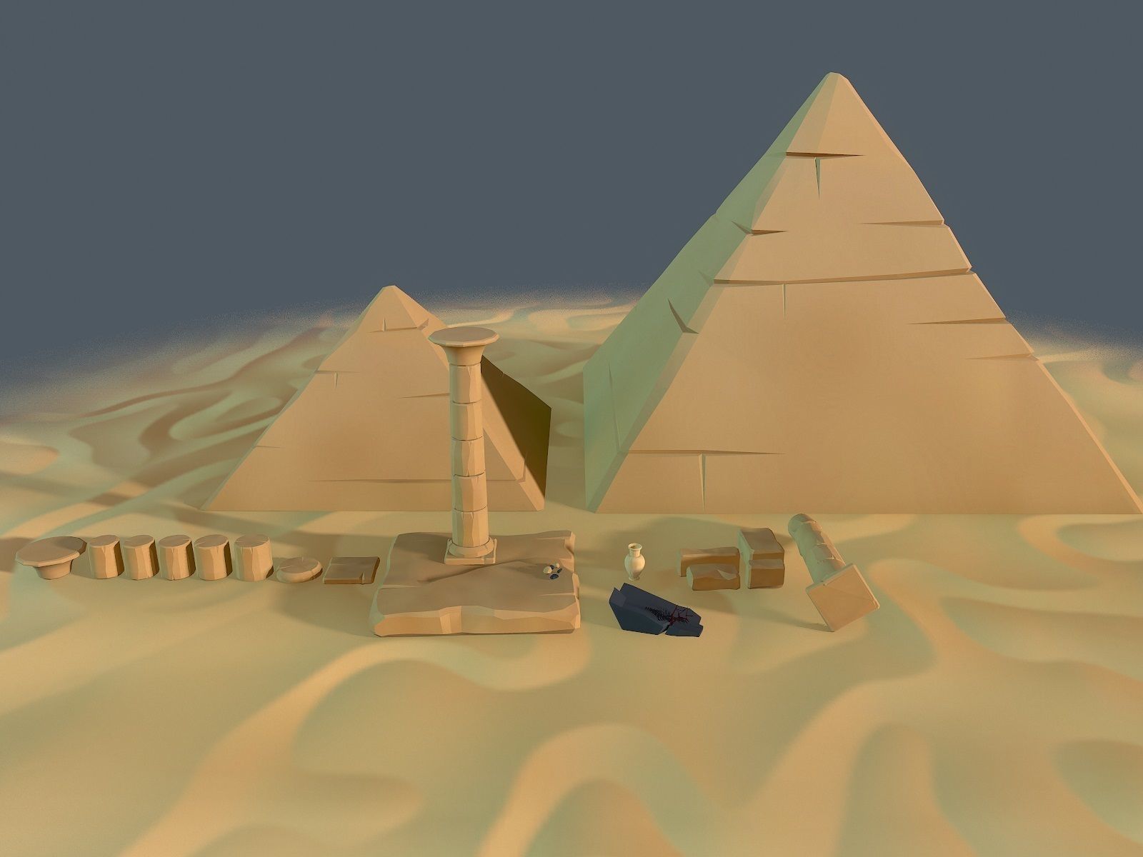 3D model Low Poly Desert scene Pack VR / AR / low-poly | CGTrader