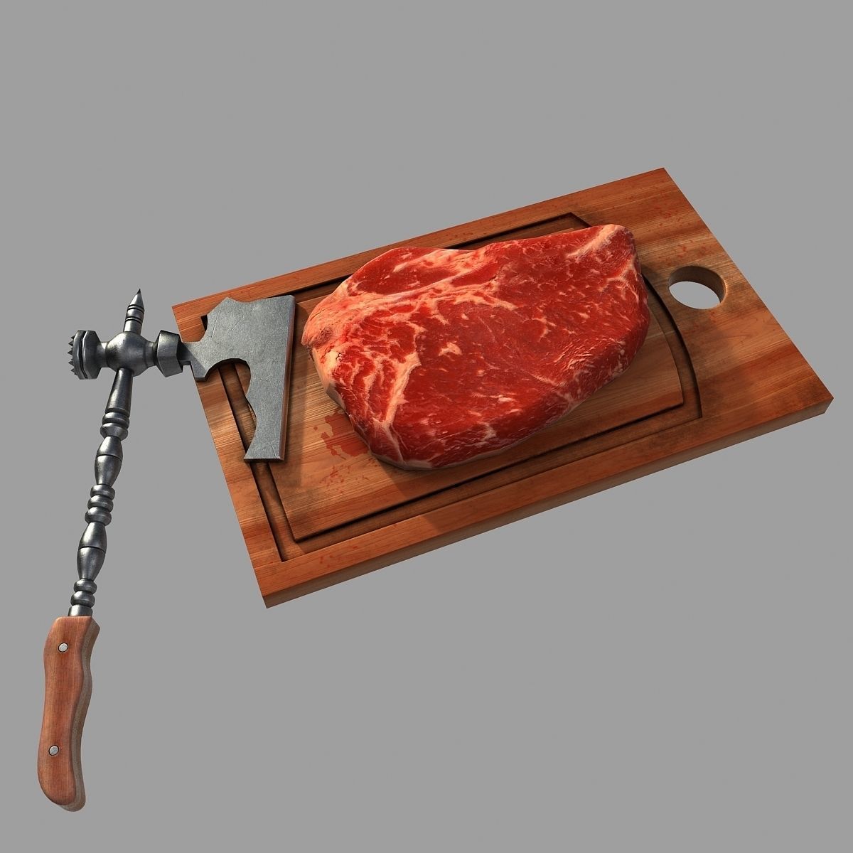 Steak on cutting board 3D model | CGTrader