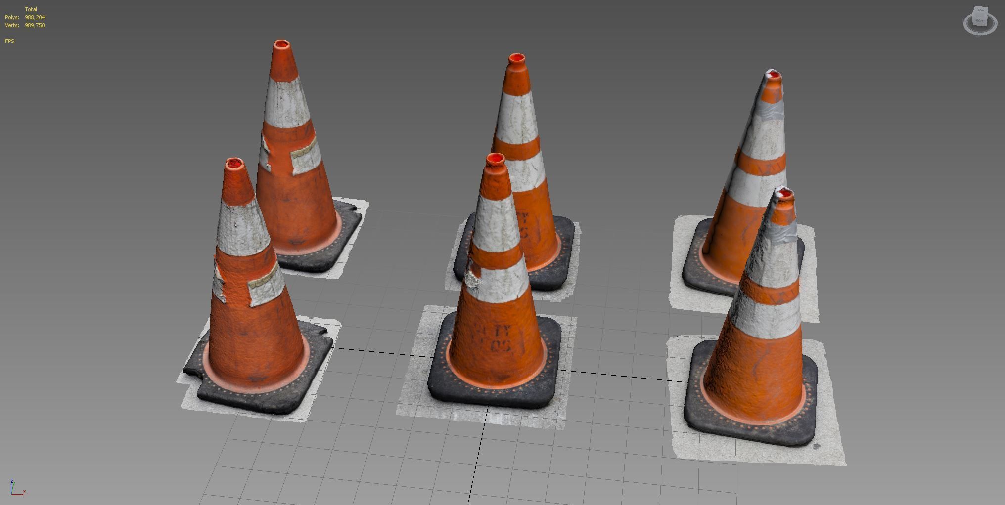 3D model 3 Photorealistic Construction Cones - 8k Texture Maps VR / AR ...
