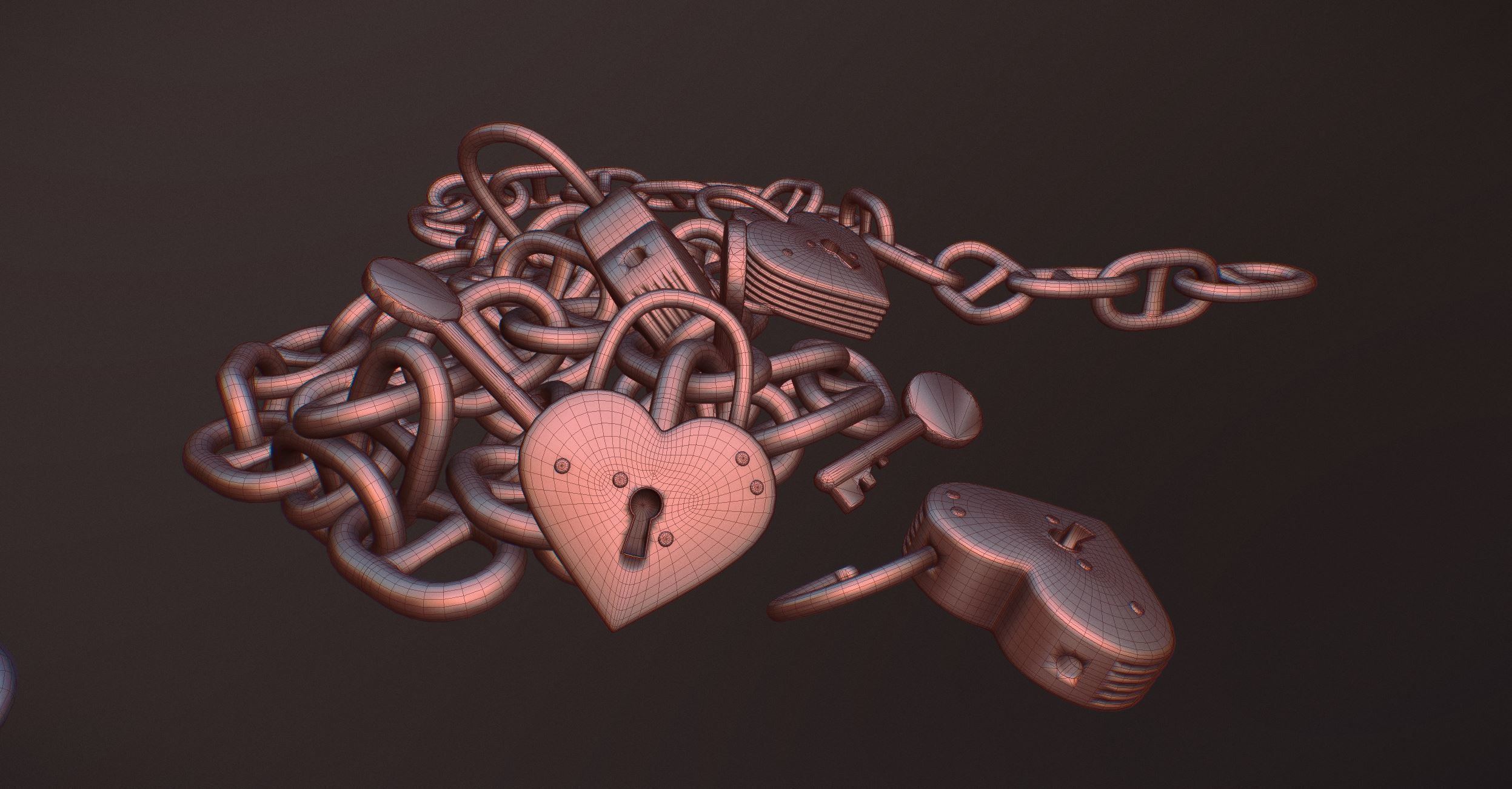 Heart Shaped Lock 3D model rigged | CGTrader